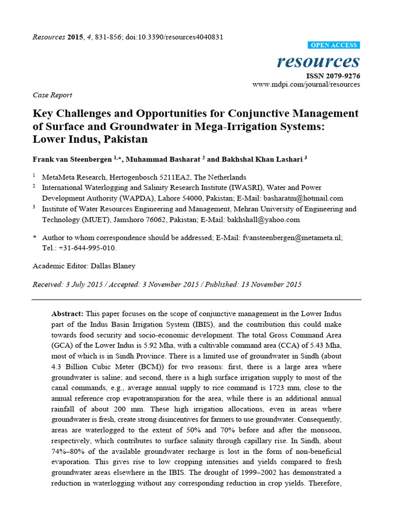 Conjuctive Use Lower Indus | PDF | Groundwater | Indus River