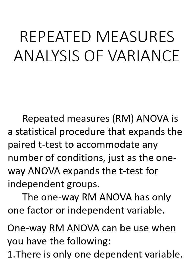 Repeated Measures Analysis of Variance and Mixed Anova | PDF | Analysis Of Variance | Student's ...