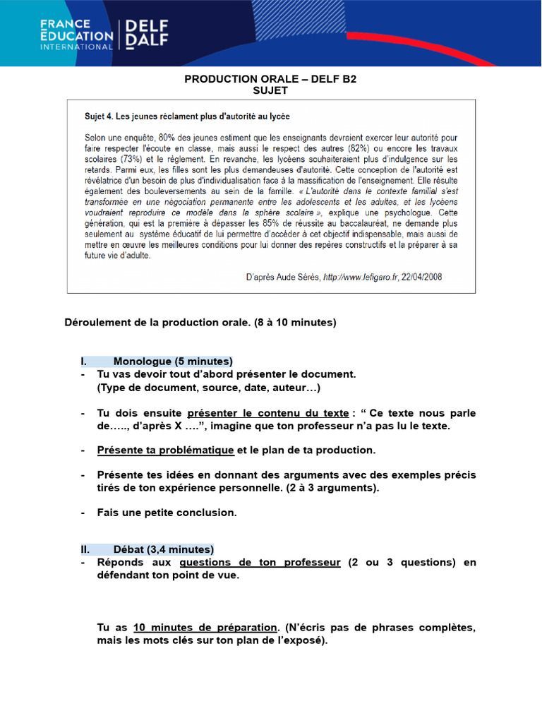 Consignes Et Barème Oral DELF | PDF | Linguistique | Communication humaine