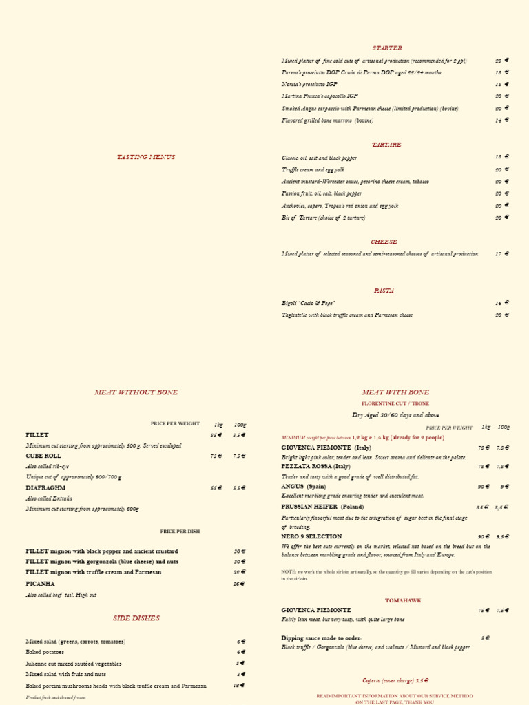 English Menu for Fine Meat Dining | PDF | Meat | Salad