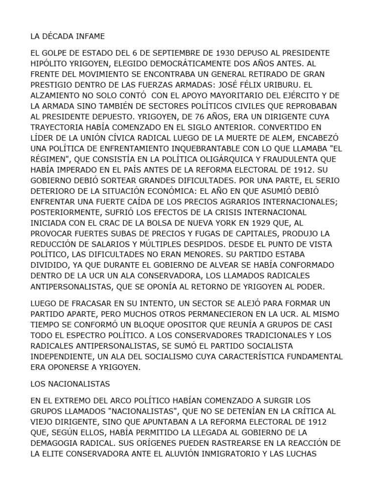 7 a La Década Infame 1930 1943 | PDF | Gran depresion | Argentina
