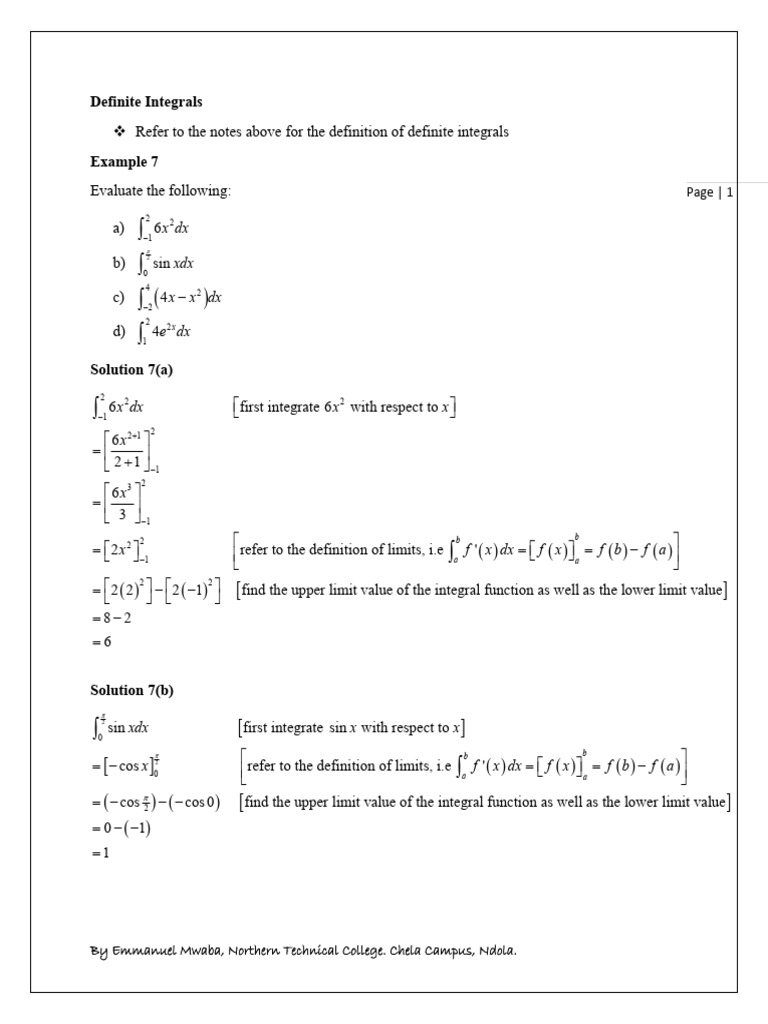 05. Integral Calculus - Definite Integrals | PDF | Integral | Area