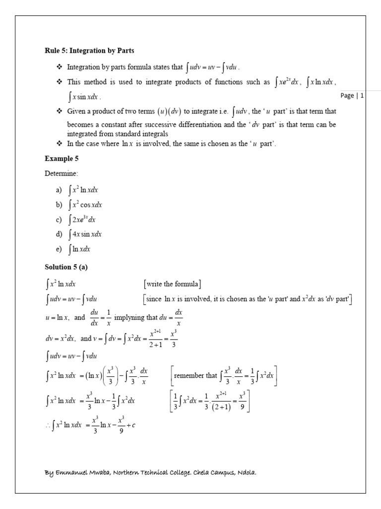 Integration by Parts Explained | PDF | Mathematical Relations | Applied ...