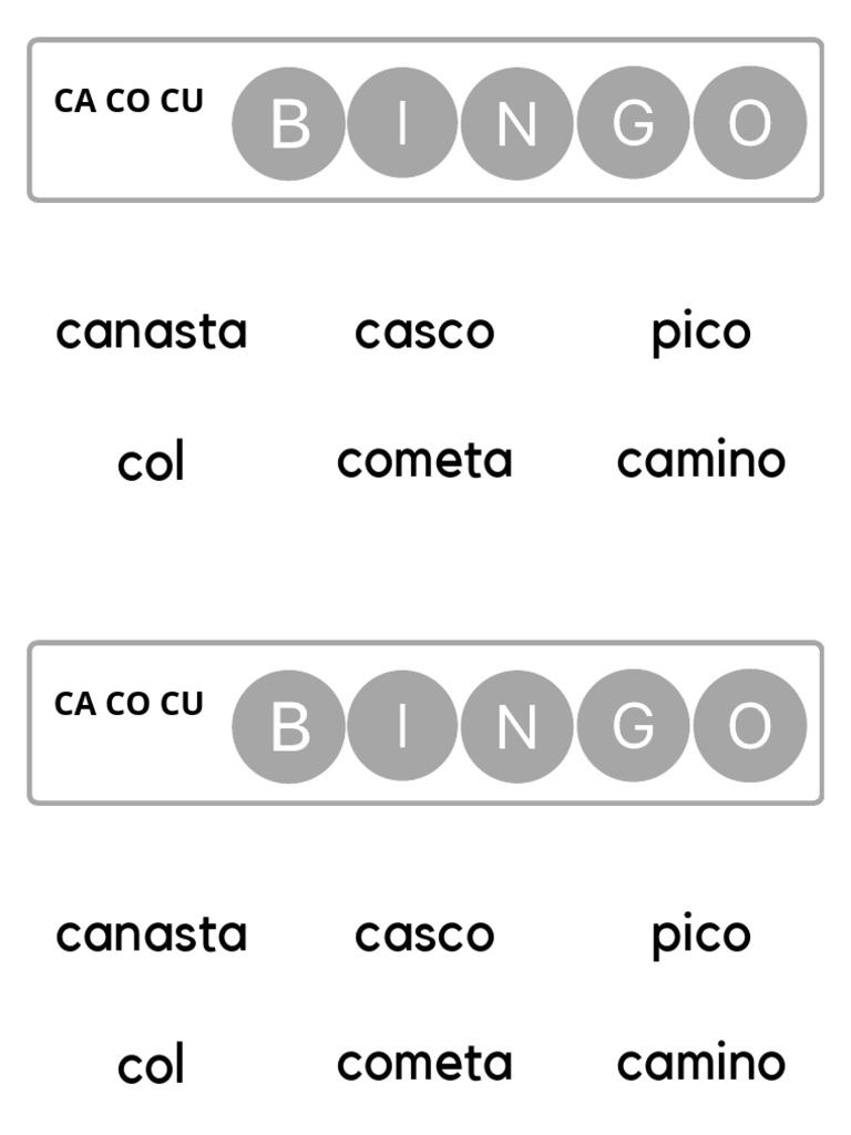 Palabras con CA, CO y CU para niños | PDF | Hogar, jardinería y ...