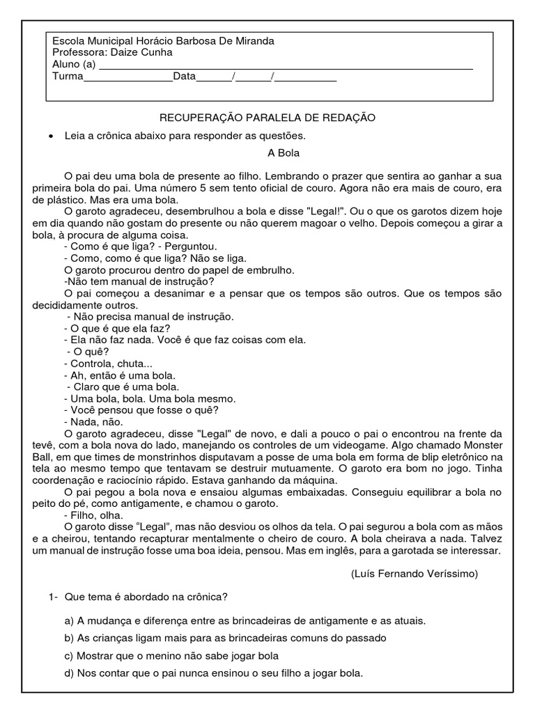 Crônica 8° ANO | PDF