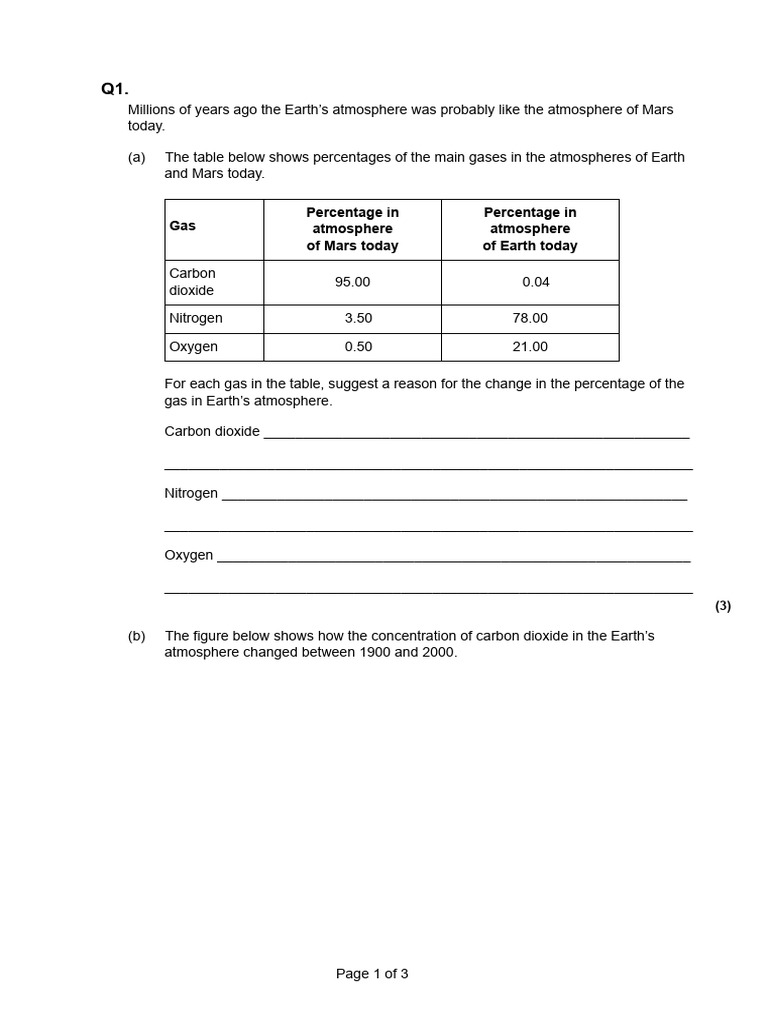 Greenhouse-gases-EXAM-QUESTIONS | PDF | Atmosphere | Atmosphere Of Earth
