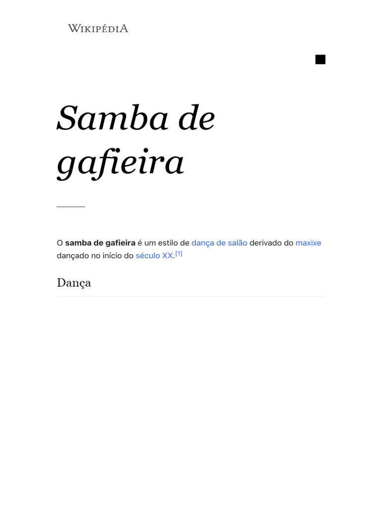 Samba de Gafieira - Wikipédia, A Enciclopédia Livre | PDF | Dança de ...