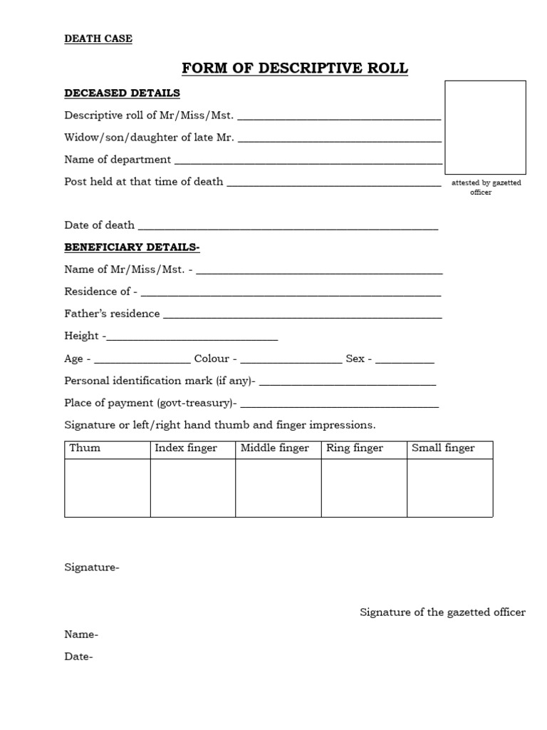 Form of Descriptive Roll | PDF