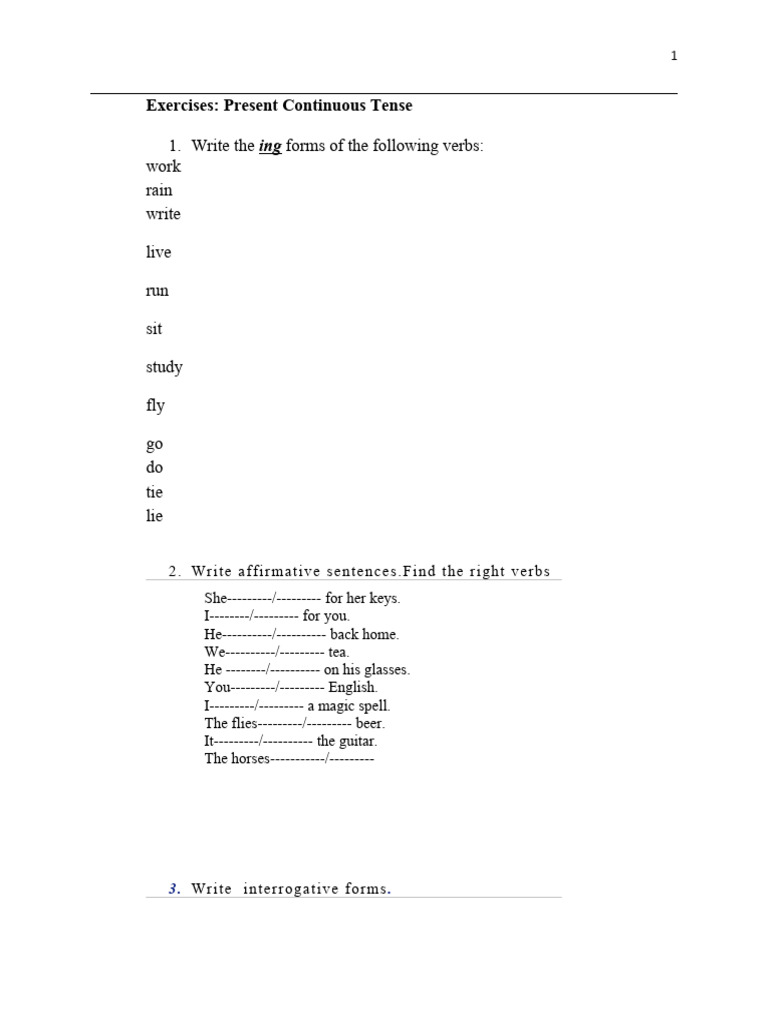 Present Cont Exercises | PDF | Grammar | Linguistics