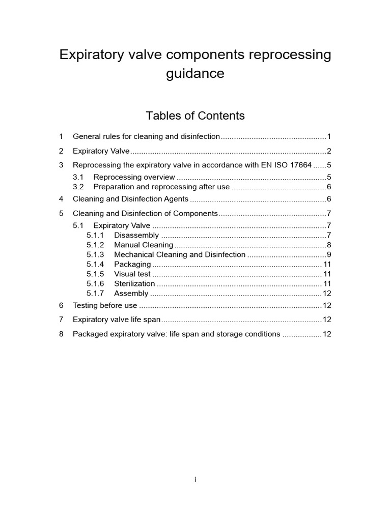 Expiratory Valve Components Reprocessing Guidance 00.05 | PDF | Sterilization (Microbiology ...