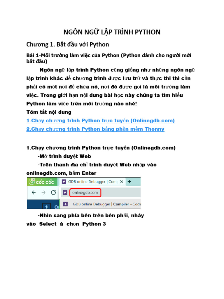 NGÔN NGỮ LẬP TRÌNH PYTHON | PDF