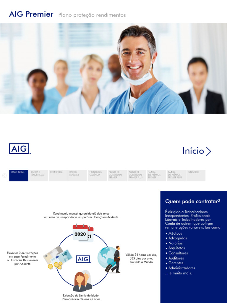 AIG Premier: Proteção de Rendimentos | PDF | Diabetes | Hipertensão
