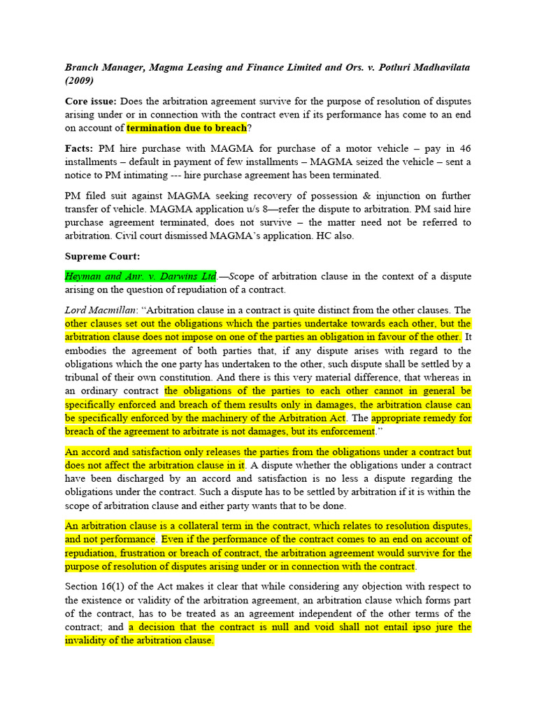 Arbitration Cases Pdf Arbitration Arbitration Clause