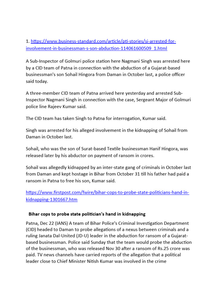 Hingora abduction case | PDF