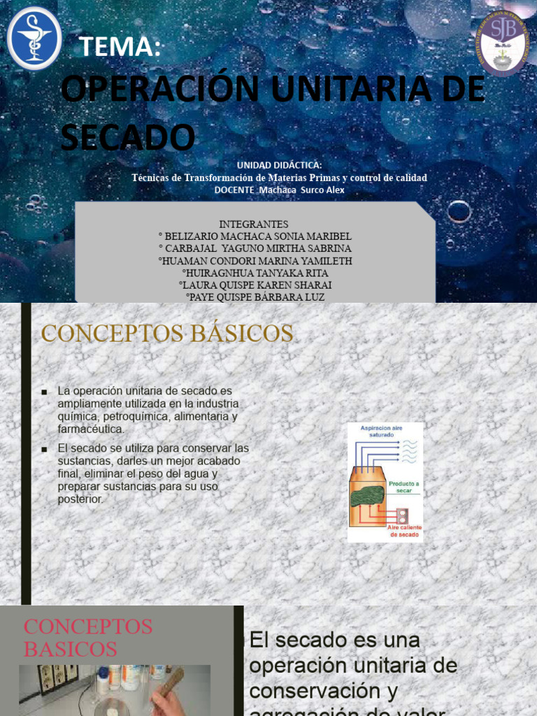 Operación Unitario de Secado g6 | Descargar gratis PDF | Farmacéutico | Agua