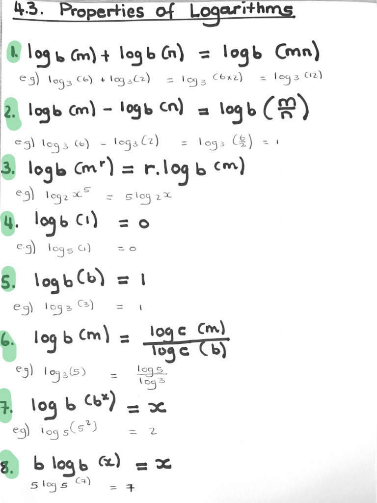 4.3 Properties of Logarithms | PDF