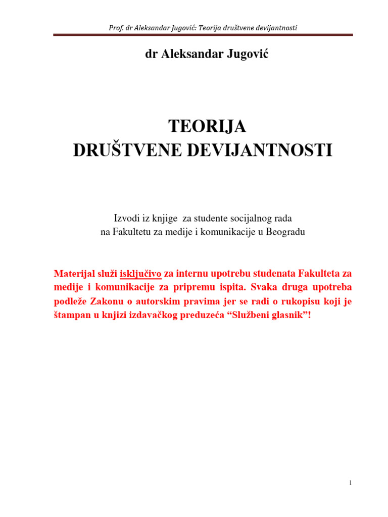 Ekoloska - I - Funkcionalisticka - Paradigma Društvene Devijantnosti | PDF