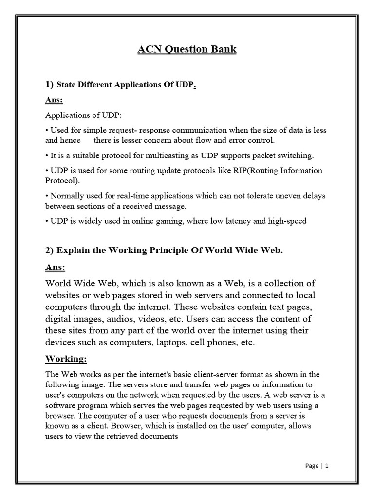 ACN Question Bank | PDF | World Wide Web | Internet & Web