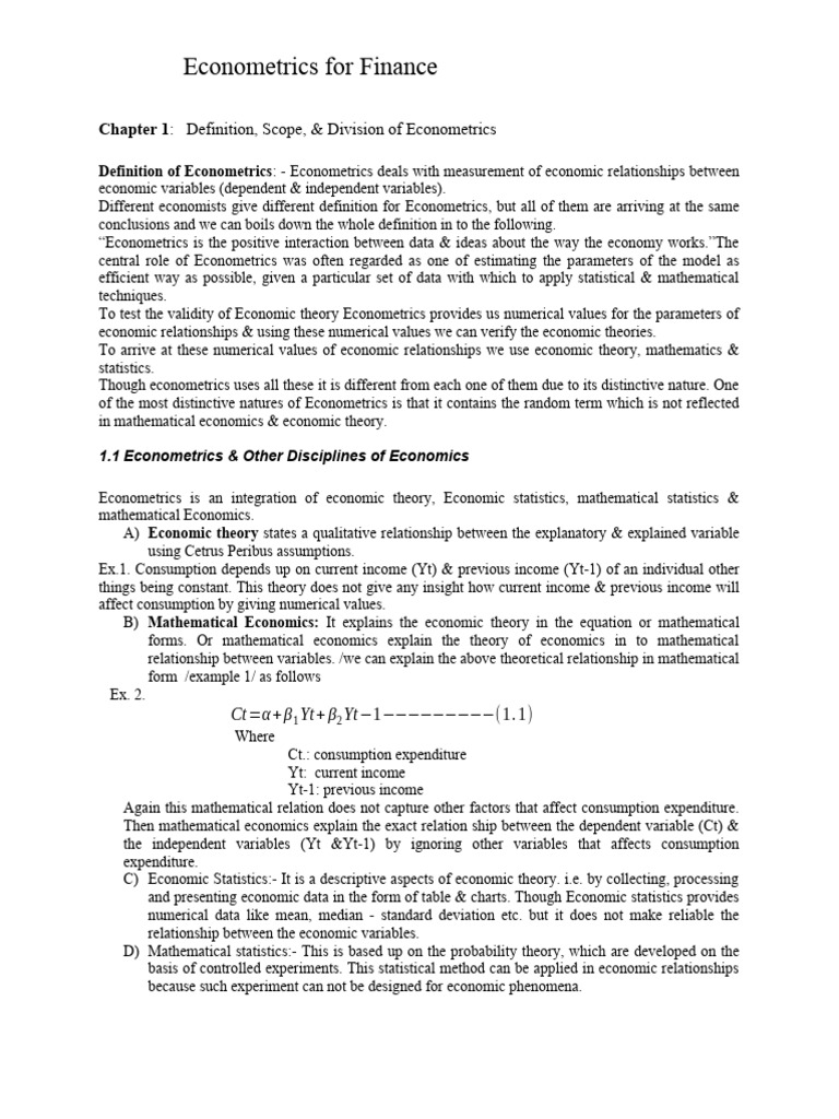 Chapter 1 Econometrics 085627 Pdf Econometrics Economics