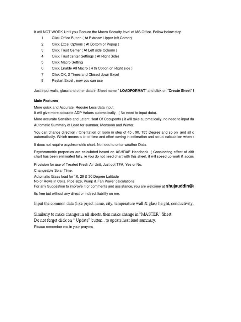 HVAC Heat Load Calculation Excel Guide | PDF | Hvac | Engineering ...