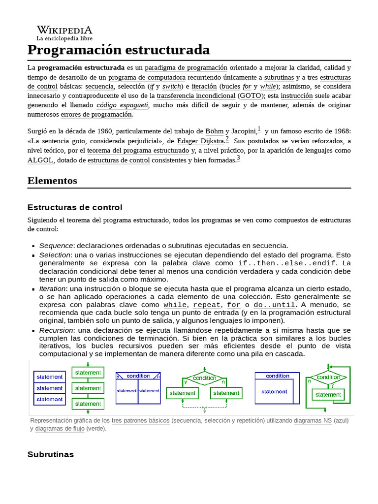 Programación Estructurada | PDF | Desarrollo de software | Paradigmas ...