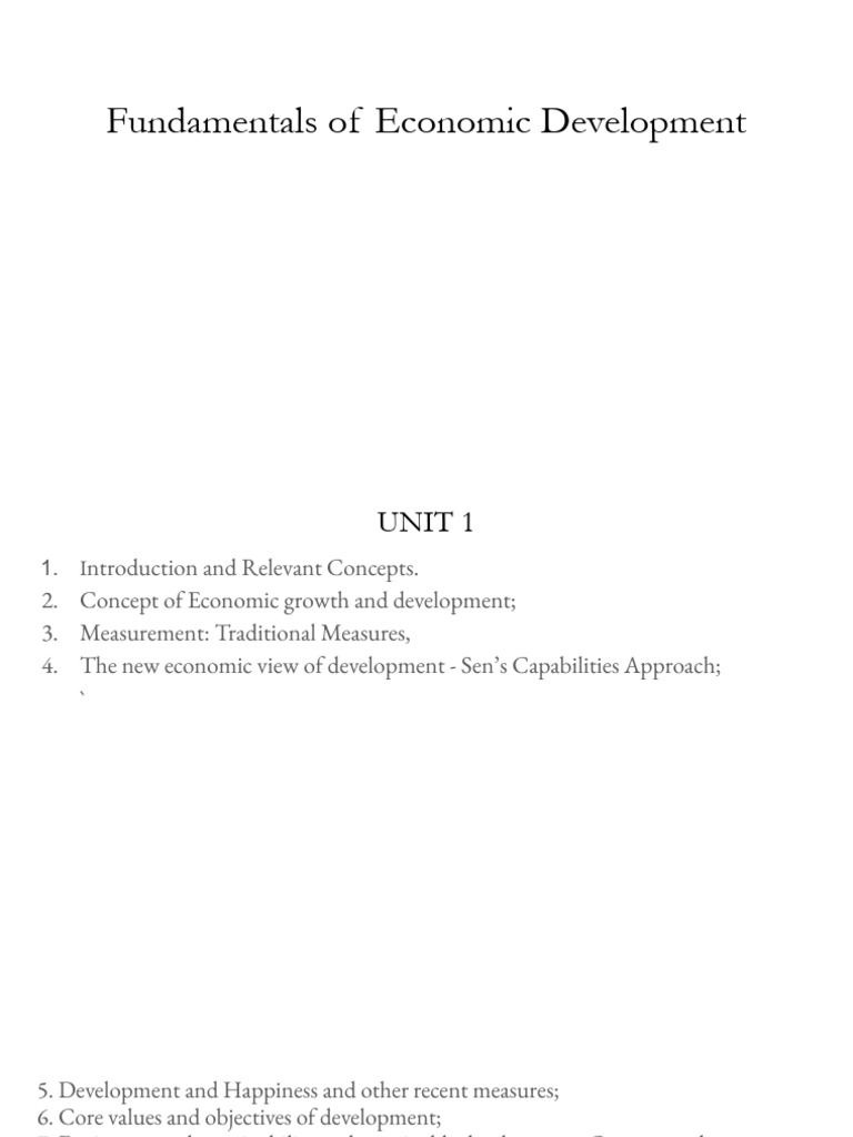 Unit1 Fundamentals of Economic Development | Download Free PDF ...