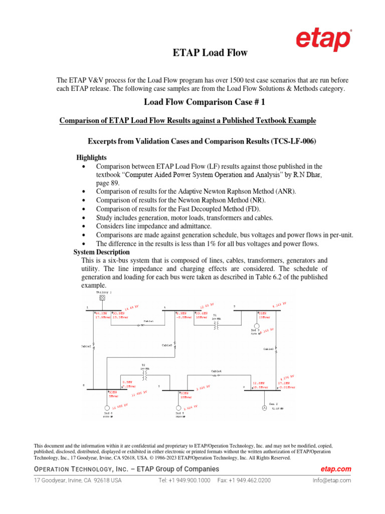 Etap Comparisonresults lf1 | PDF | Physical Quantities | Power Engineering