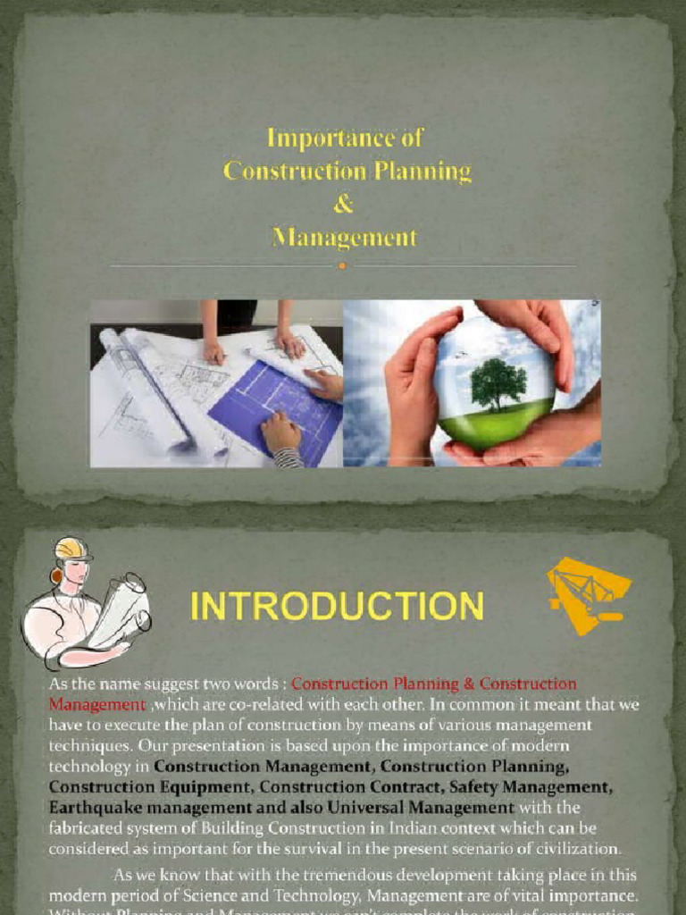 Importance of Construction Planning and MGT | PDF