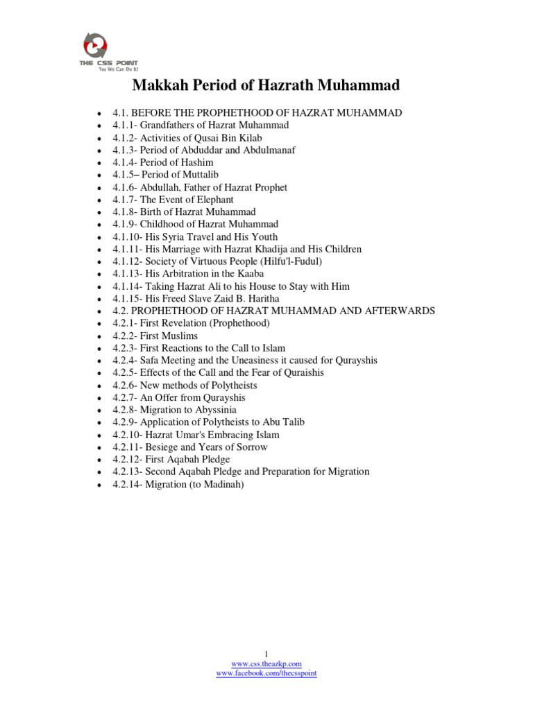 Life of Hazrat Muhammad: Early Years | PDF | Muhammad | Prophets And ...
