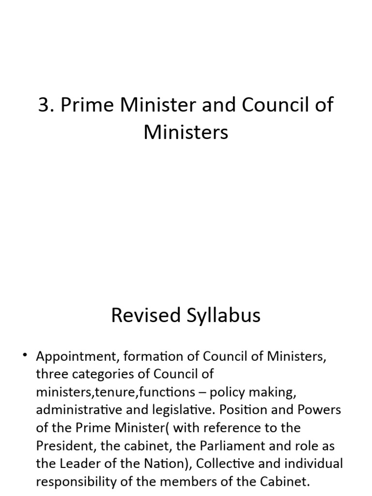 Civics Chapter 3 - Prime Minister and Council of Ministers 2023 | PDF ...
