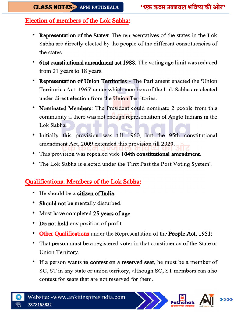 Election of Members of The Lok Sabha:: Other Qualifications | Download ...