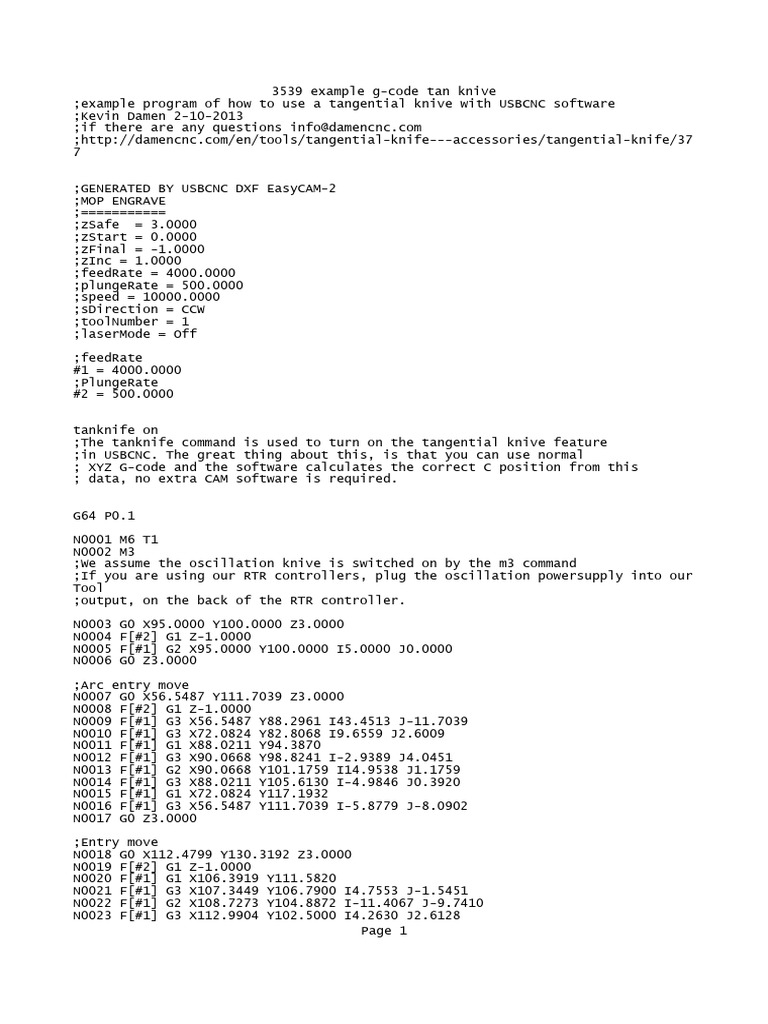 3539 Example G-Code Tan Knive - Notepad | PDF