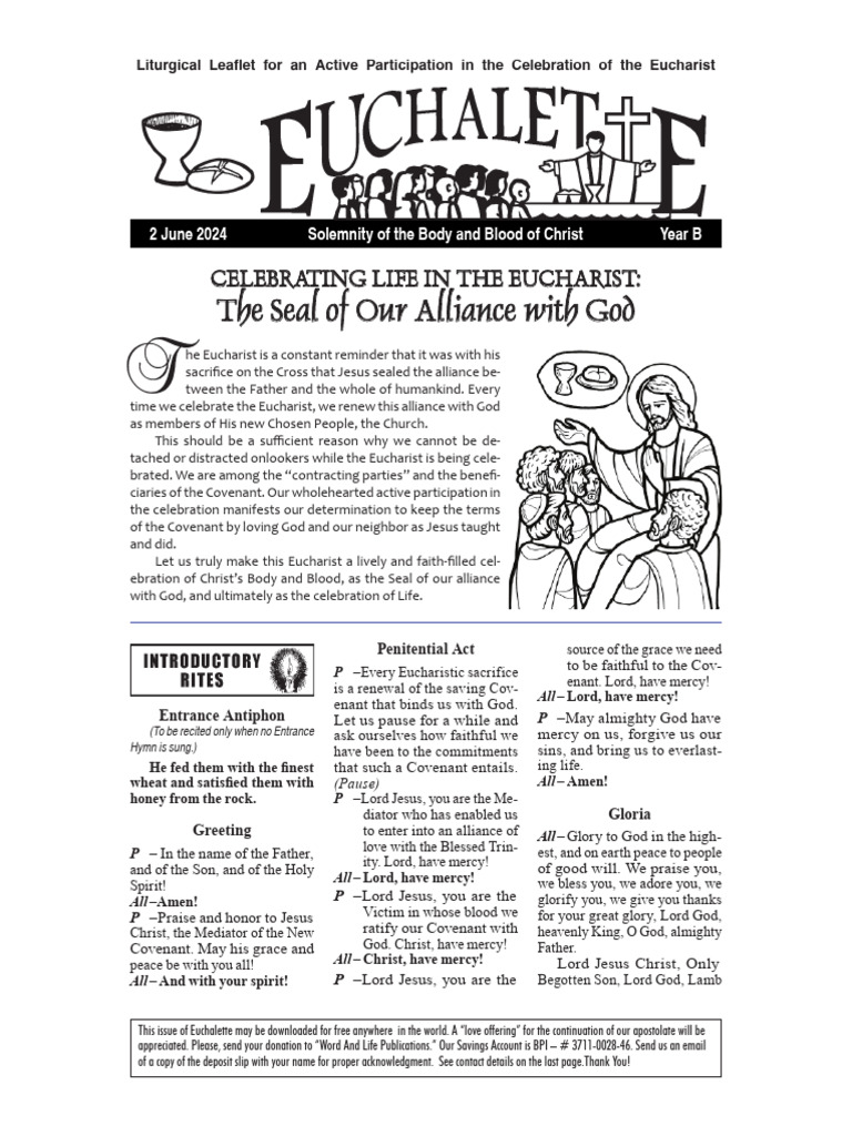 EUCH Solemnity of The Body and Blood of Christ B June 2 2024 | PDF ...