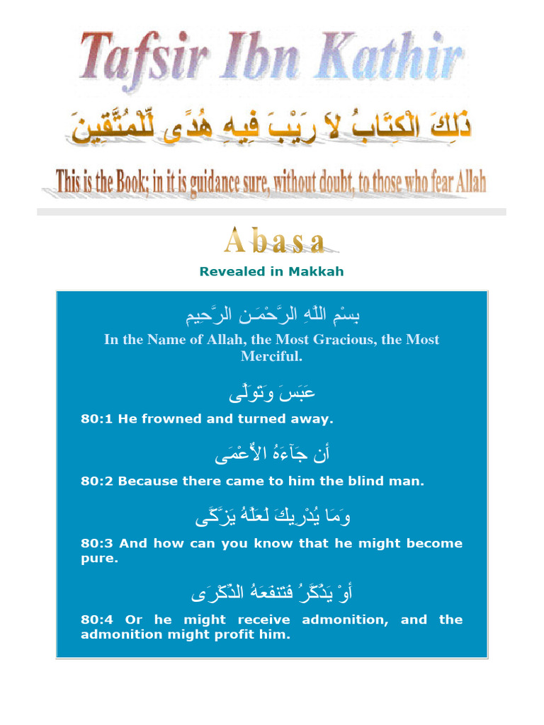 Tafseer of Surah Abasa Explained | PDF | God In Islam | Muhammad