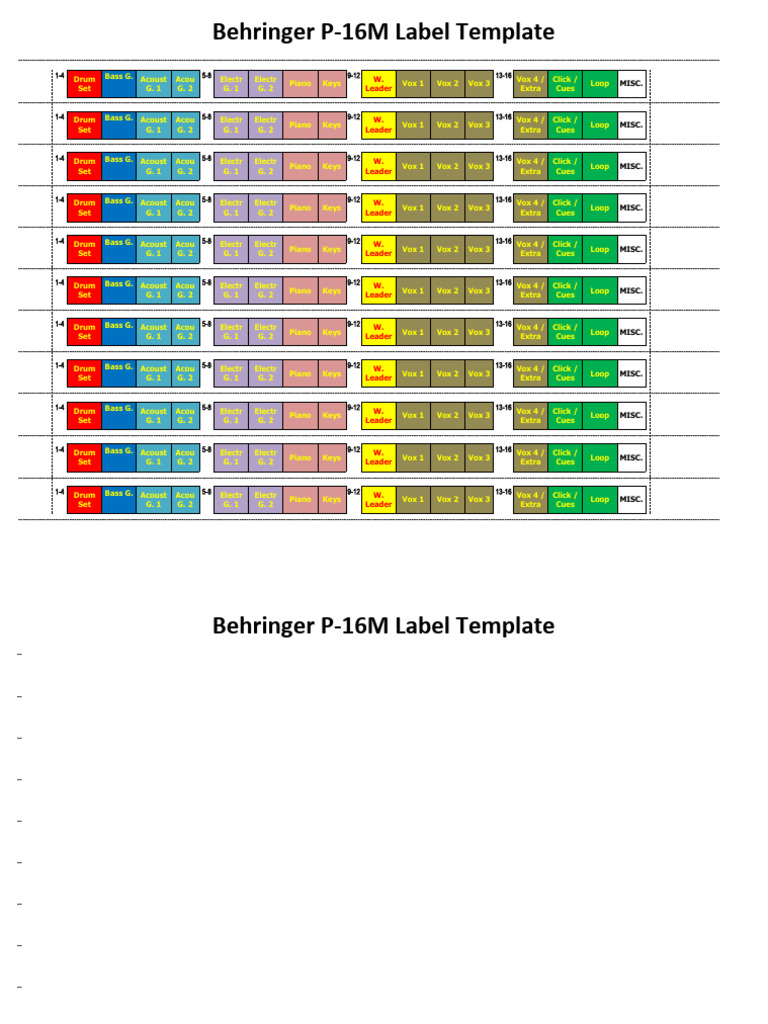 Behringer P-16M Label Template Guide | PDF | Music Technology | Sound ...