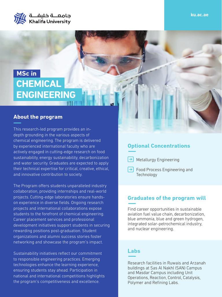 MSC in Chemical Engineering | PDF | Laboratories | Engineering