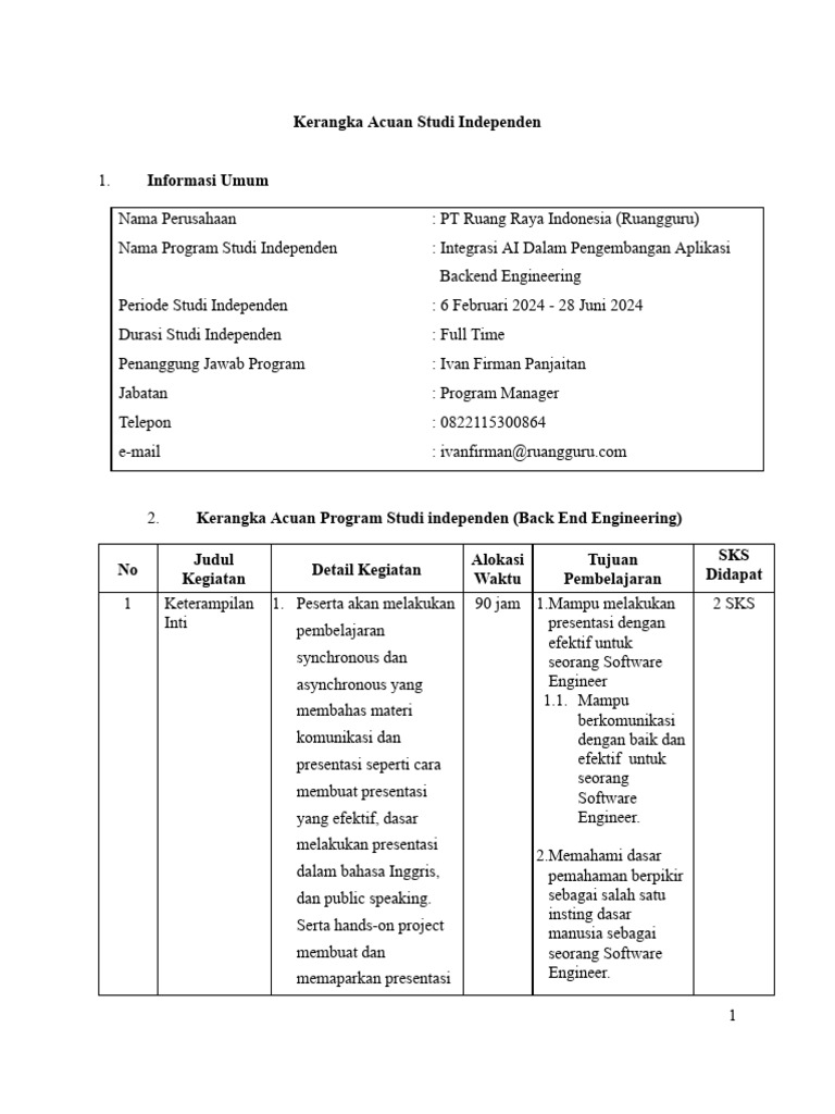 Modul Ruangguru: Studi Independen AI | PDF | Karier & Perkembangan