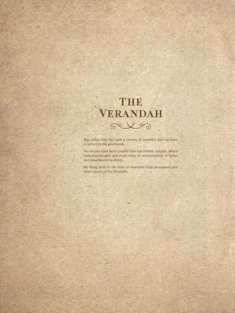 The Verandah Menu | PDF | Indian Cuisine | Curry