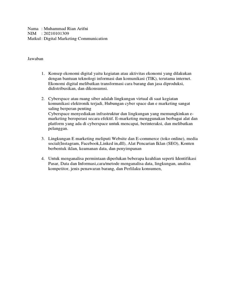 Muhammad Rian Arifni-20210101309 - UTS Digital Marketing | PDF | Seni