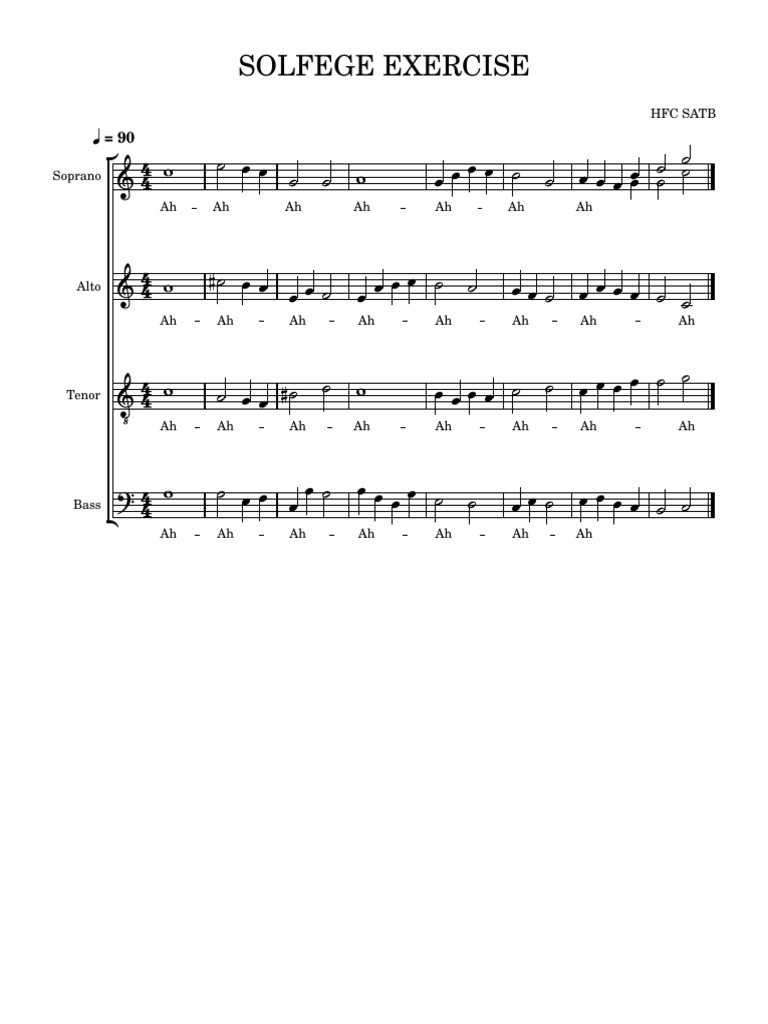 SATB Solfege Exercise Sheet | PDF