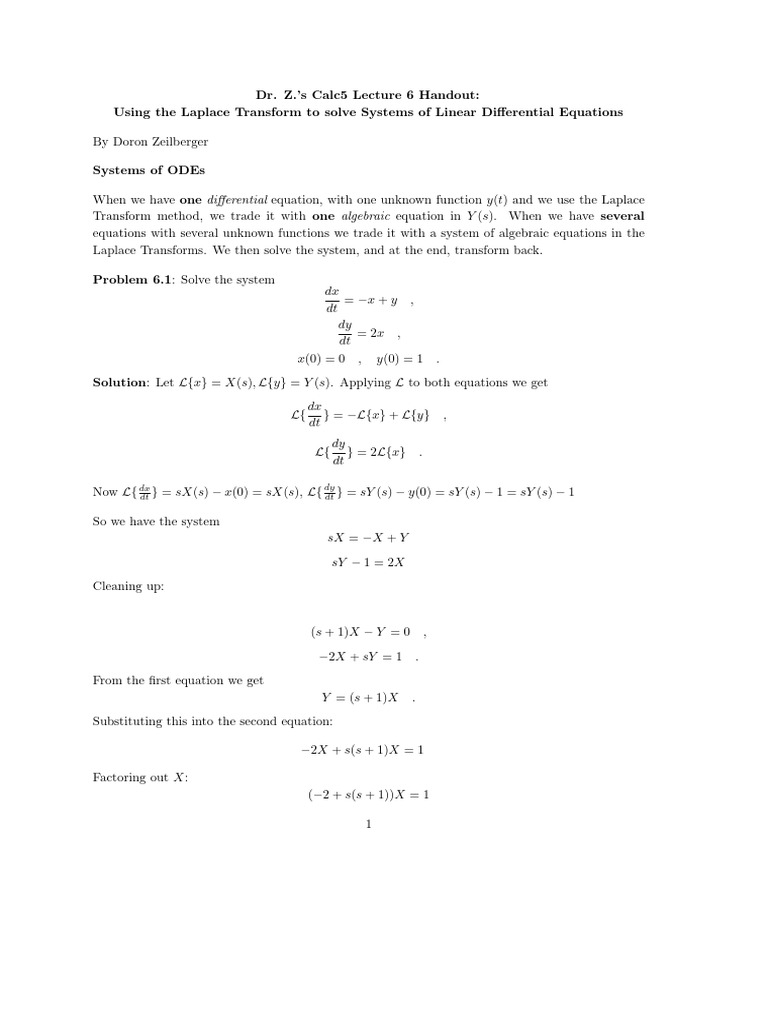 DX DT Dy DT | PDF | Equations | Ordinary Differential Equation
