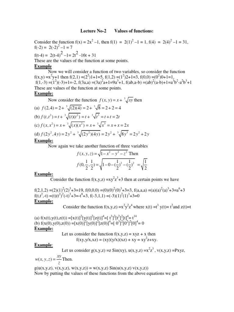 Lecture 2 MTH301 | PDF | Function (Mathematics) | Variable (Mathematics)