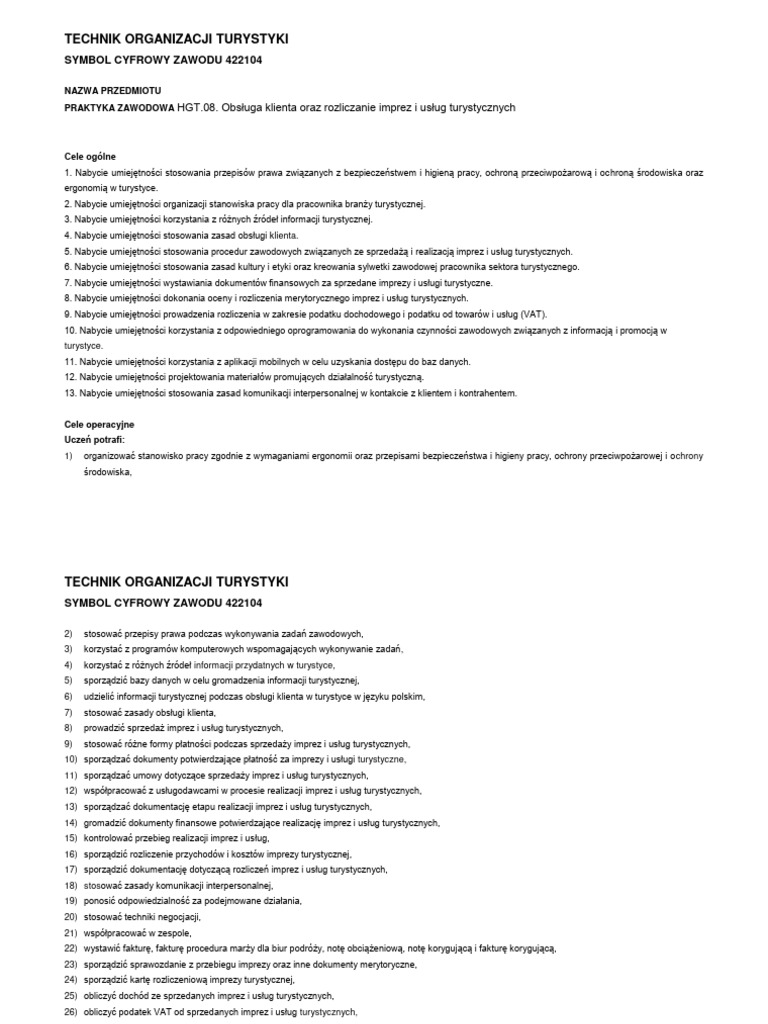 Praktyka Zawodowa HGT 08 | PDF