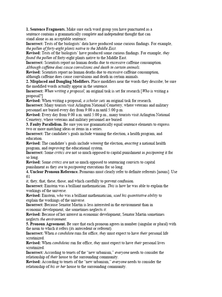 11 Common Errors Grammatical and Mechanical | PDF | Pronoun | Comma