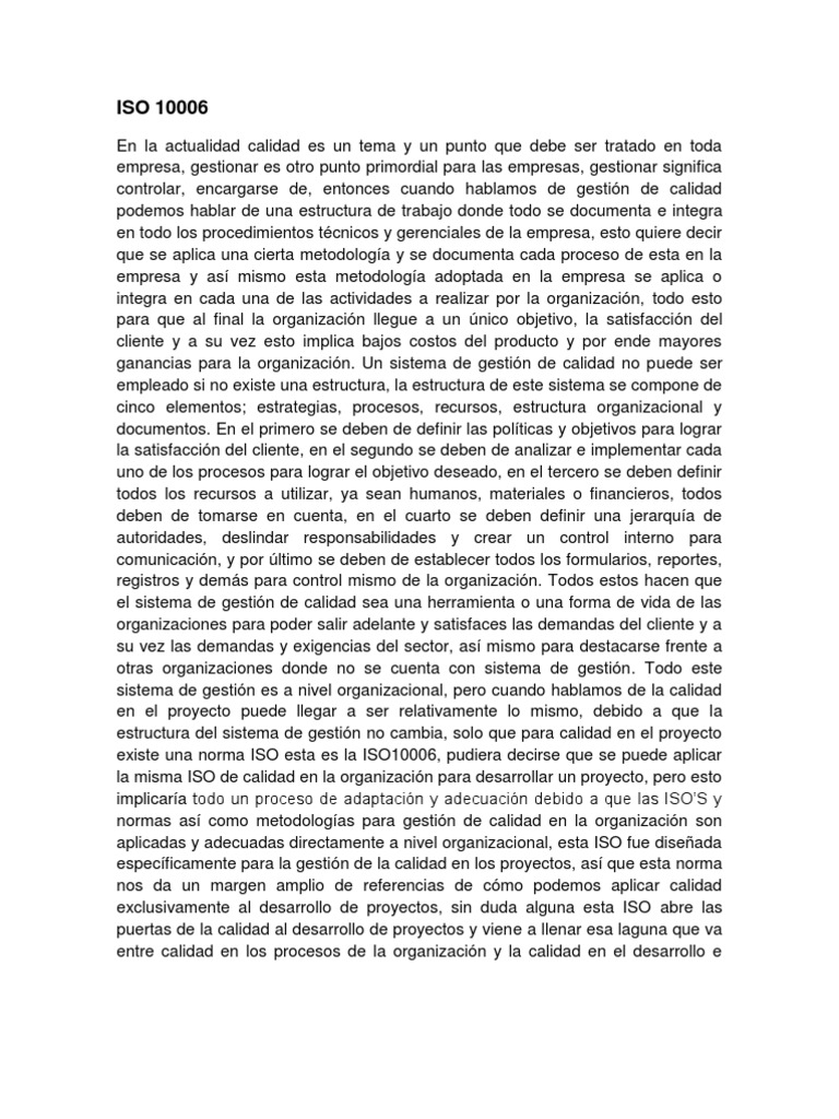Iso 10006 | PDF | Calidad (comercial) | Sistema de manejo de calidad