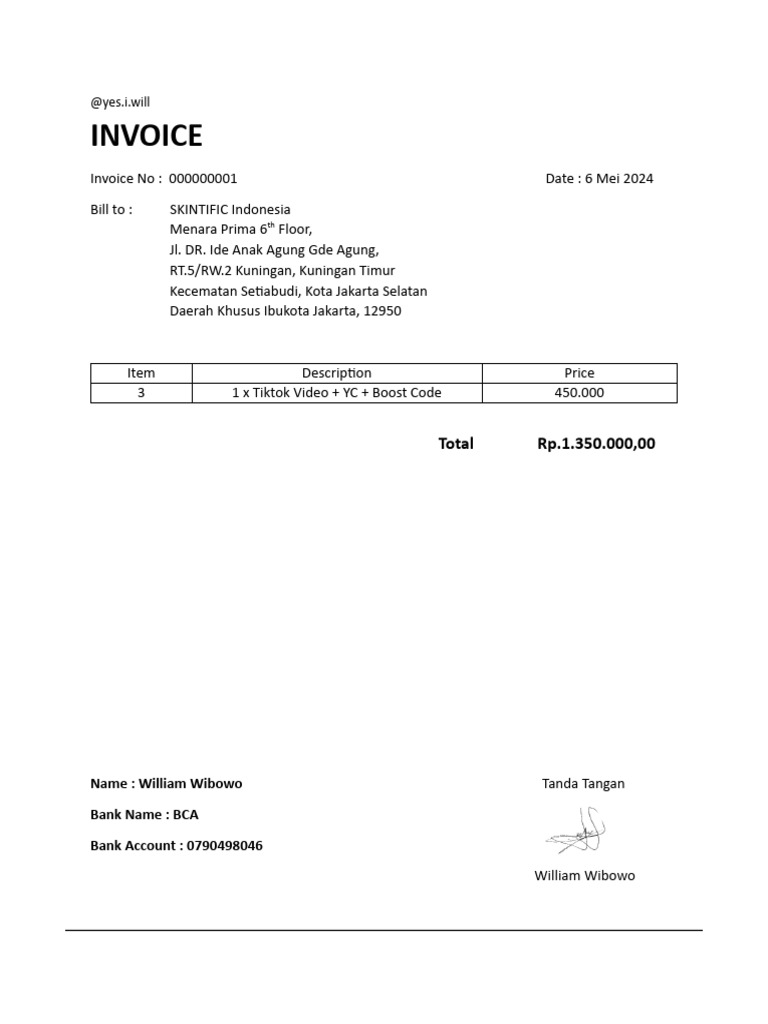Invoice William Skintific Mei 2024 | PDF | Hukum