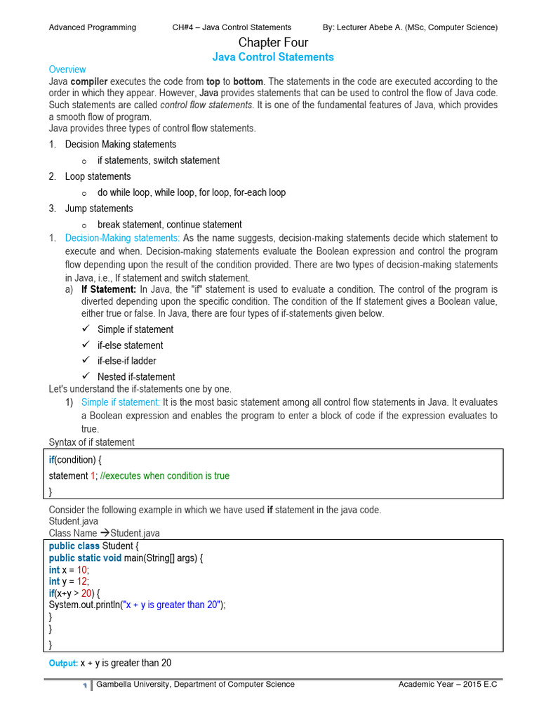 java ch4 | Download Free PDF | Control Flow | Programming Paradigms