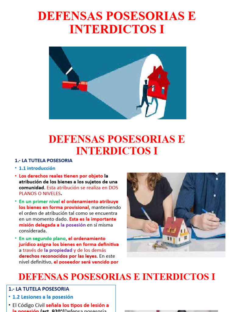Clase 5 Defensas Posesorias e Interdictos | PDF | Posesión (Ley) | Mandato