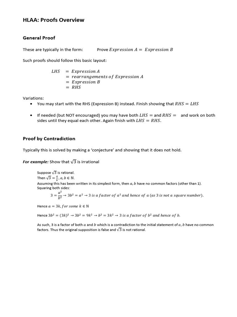 HL AA Proofs Overview RMS | PDF | Mathematical Proof | Number Theory