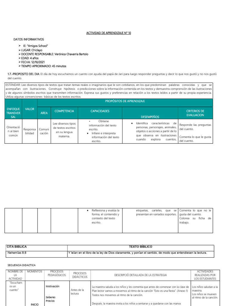 Act Plan Lector | PDF | Cognición | Aprendizaje